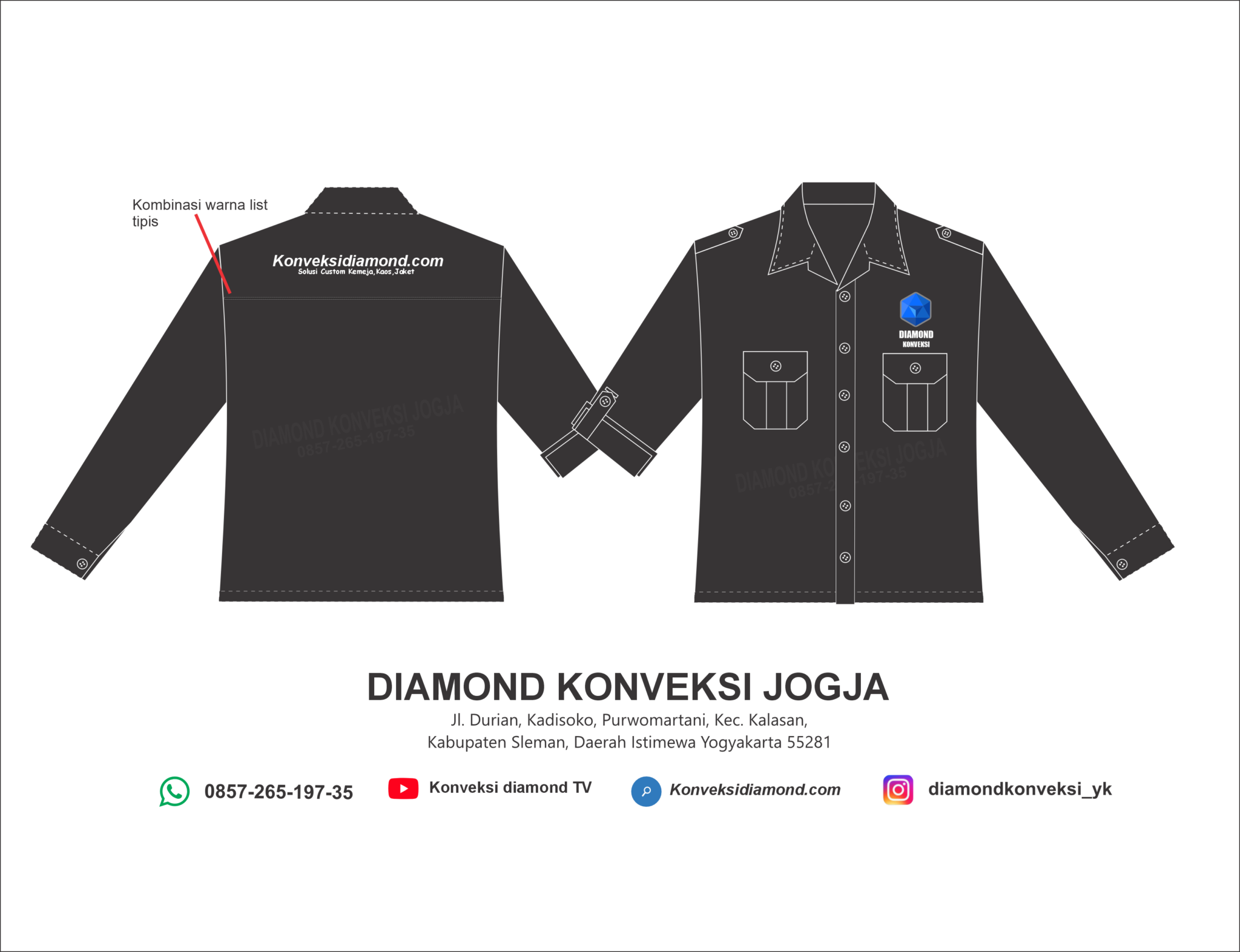 Download Template Vektor Kemeja CDR dan PSD - Diamond Konveksi